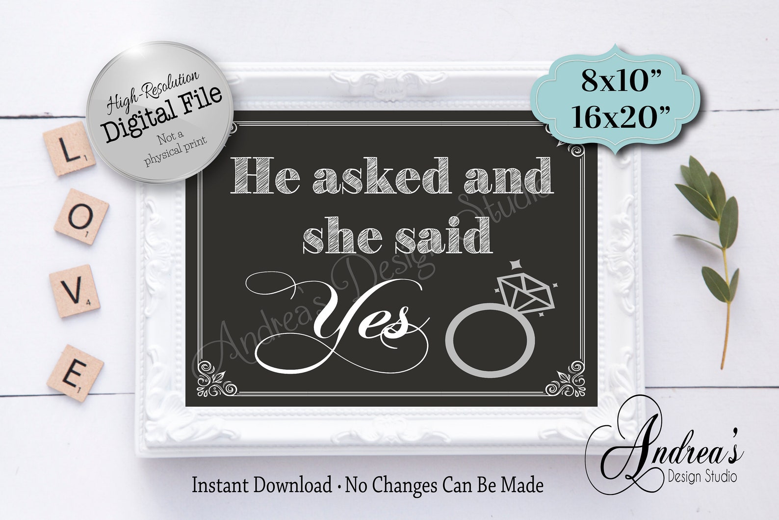 He Asked She Said Yes Engagement Announcement Sign | Etsy