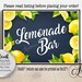 Lemonade Bar Sign, Printable Lemonade Bar Sign, Party Decor, Tabletop ...