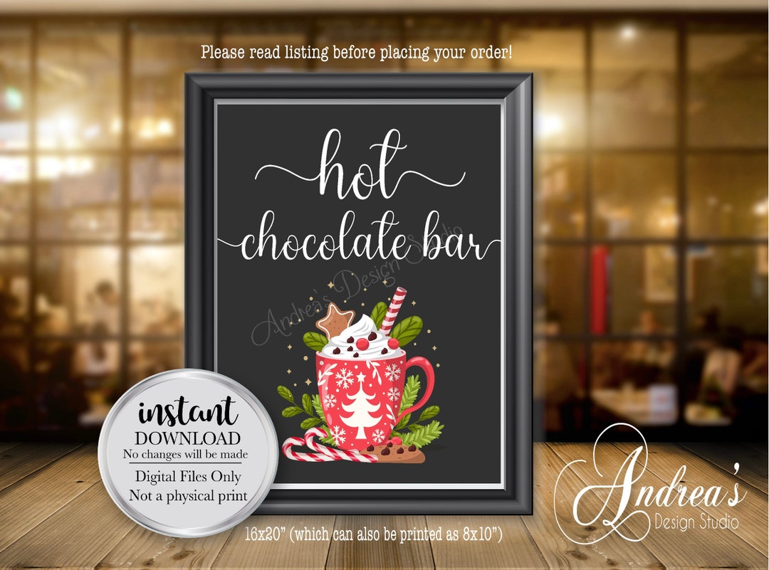 Hot Chocolate Sign, Hot Chocolate Bar Sign, Party Decor, Hot Cocoa Sign ...