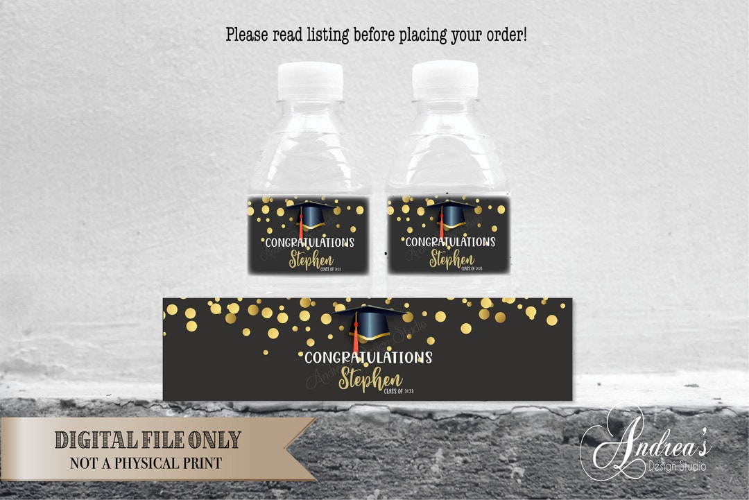 Graduation Drink Bottle Labels, Customized/personalized Water Bottle ...