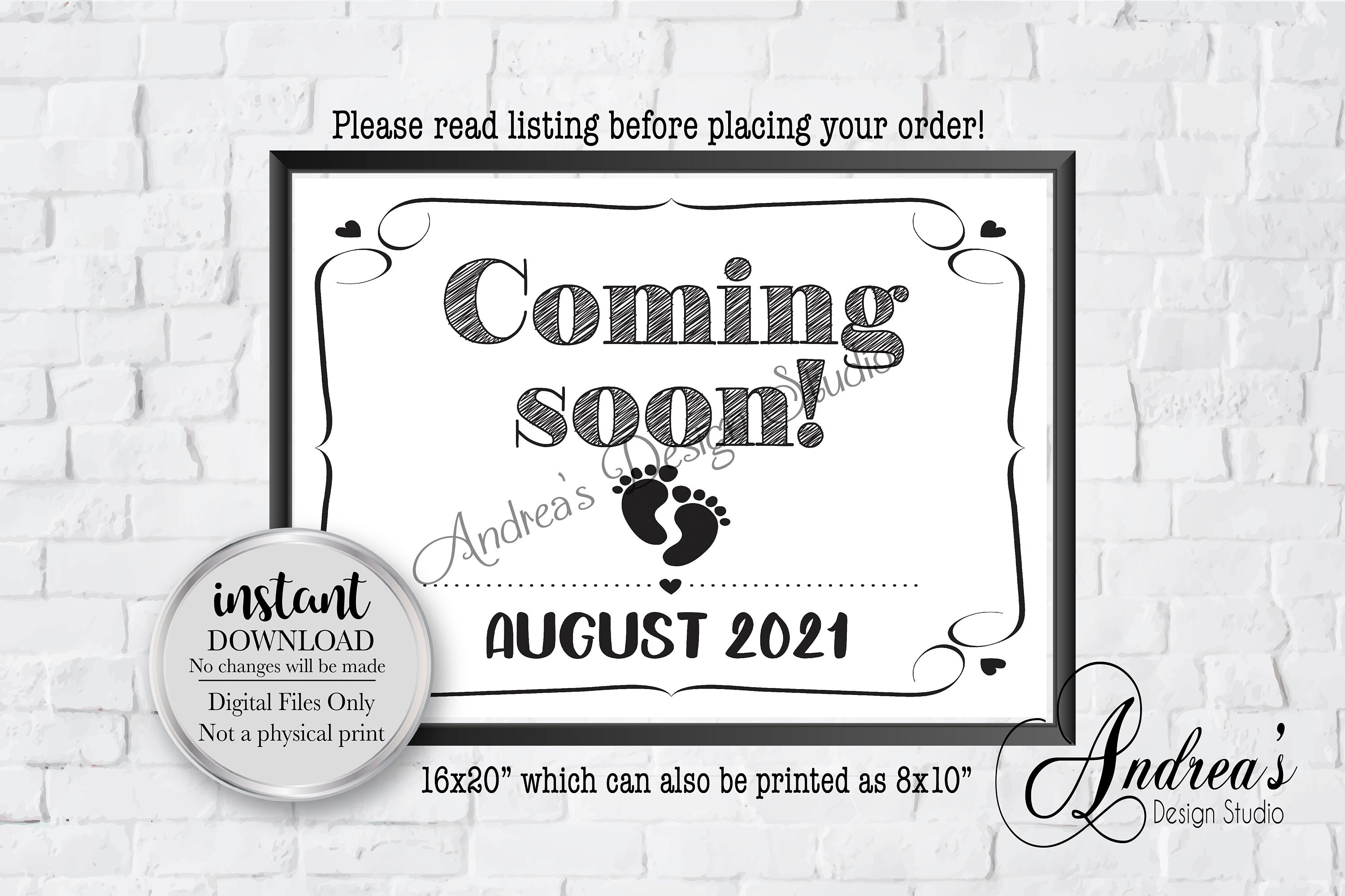 Coming Soon Baby Sign New Baby Announcement Pregnancy | Etsy