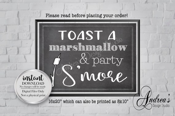Toast A Marshmallow and Party S'more Sign S'mores - Etsy