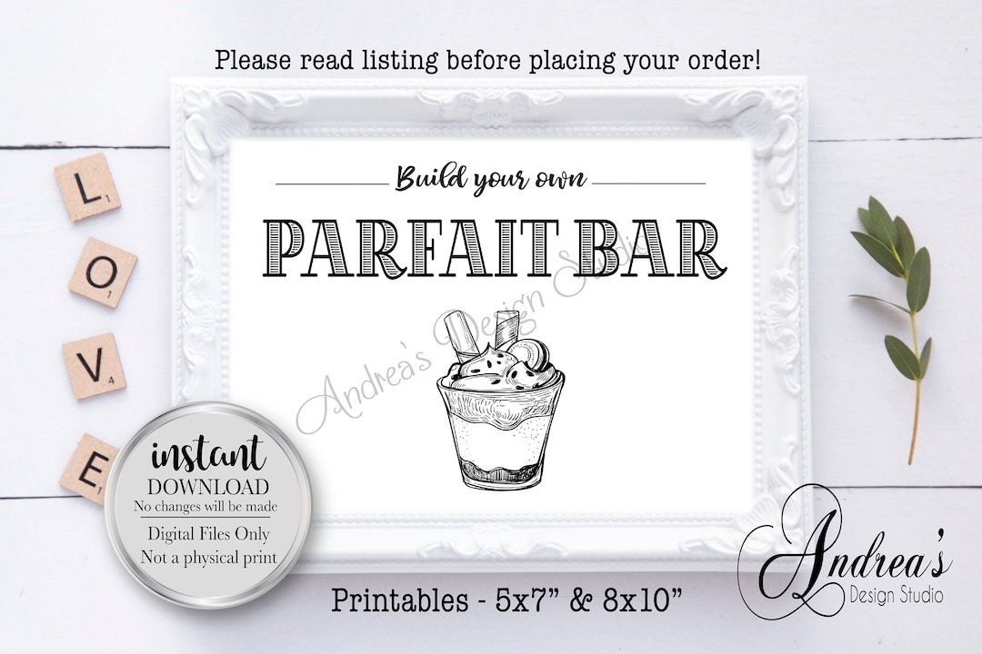 Build Your Own Parfait Bar, Parfait Bar Sign, Food Table Sign, Wedding ...