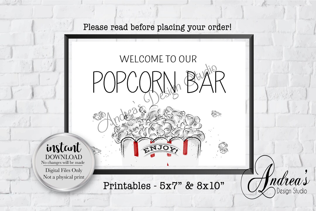 Popcorn Bar Sign, Wedding Popcorn Bar, Party Popcorn Bar Sign, Wedding ...