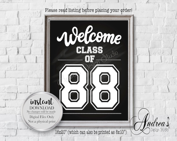 Reunion Welcome Sign Class of 1988 Sign Graduating Class | Etsy