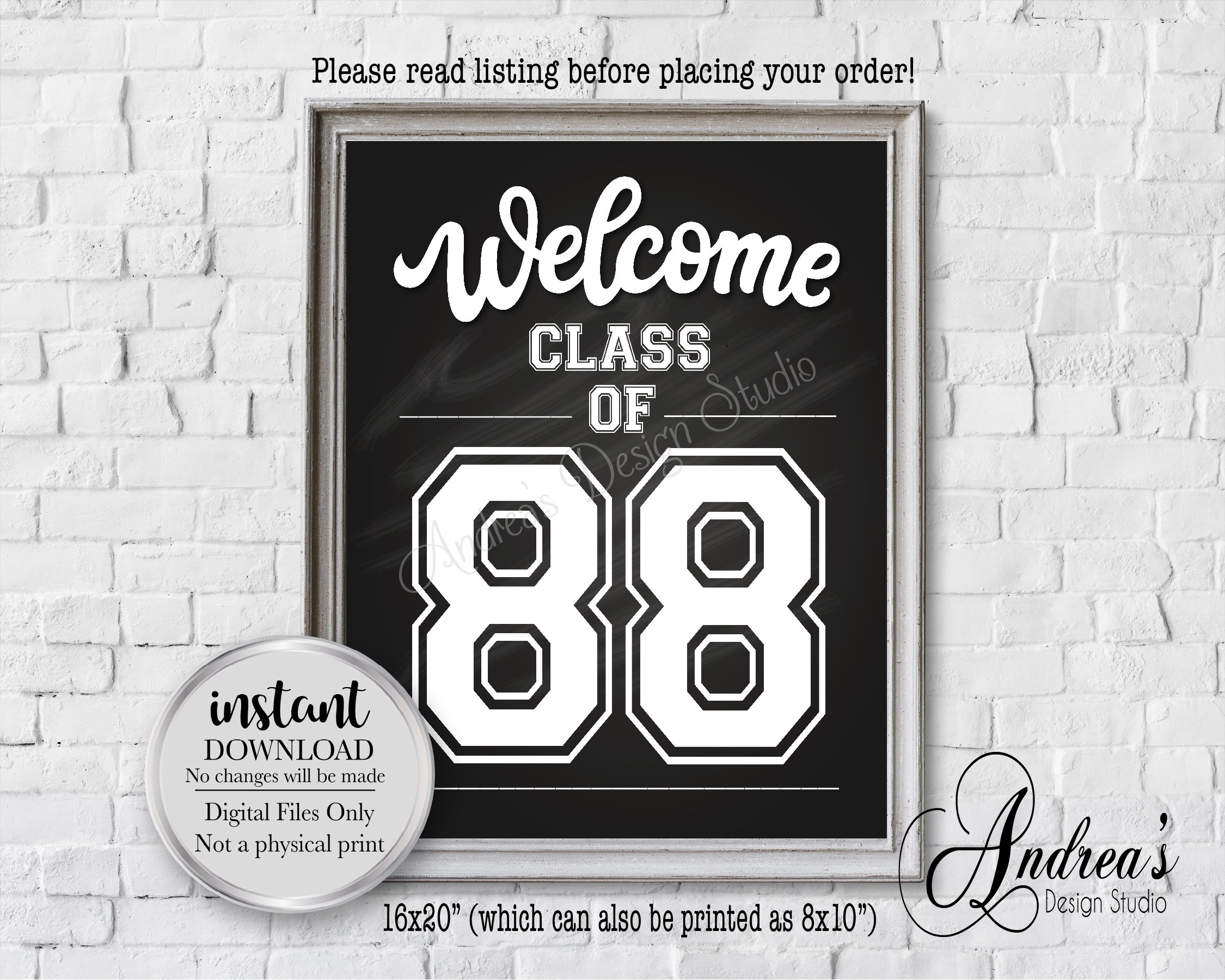 Reunion Welcome Sign Class of 1988 Sign Graduating Class | Etsy