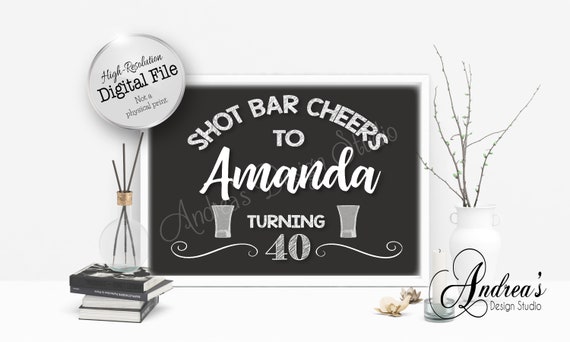 Shot Bar Sign Shot Station Sign Cheers To Birthday | Etsy