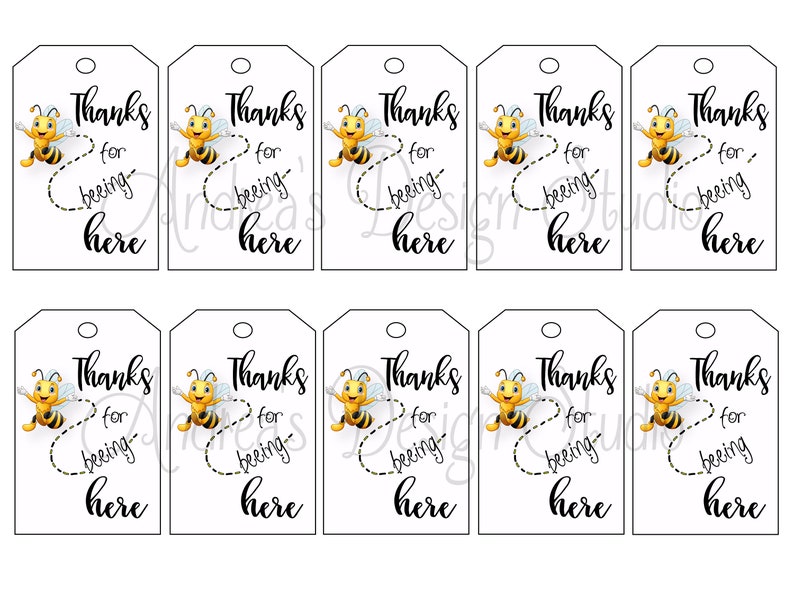 Thanks for Beeing Here Party Tags Cute Bee Party Tags Bee - Etsy