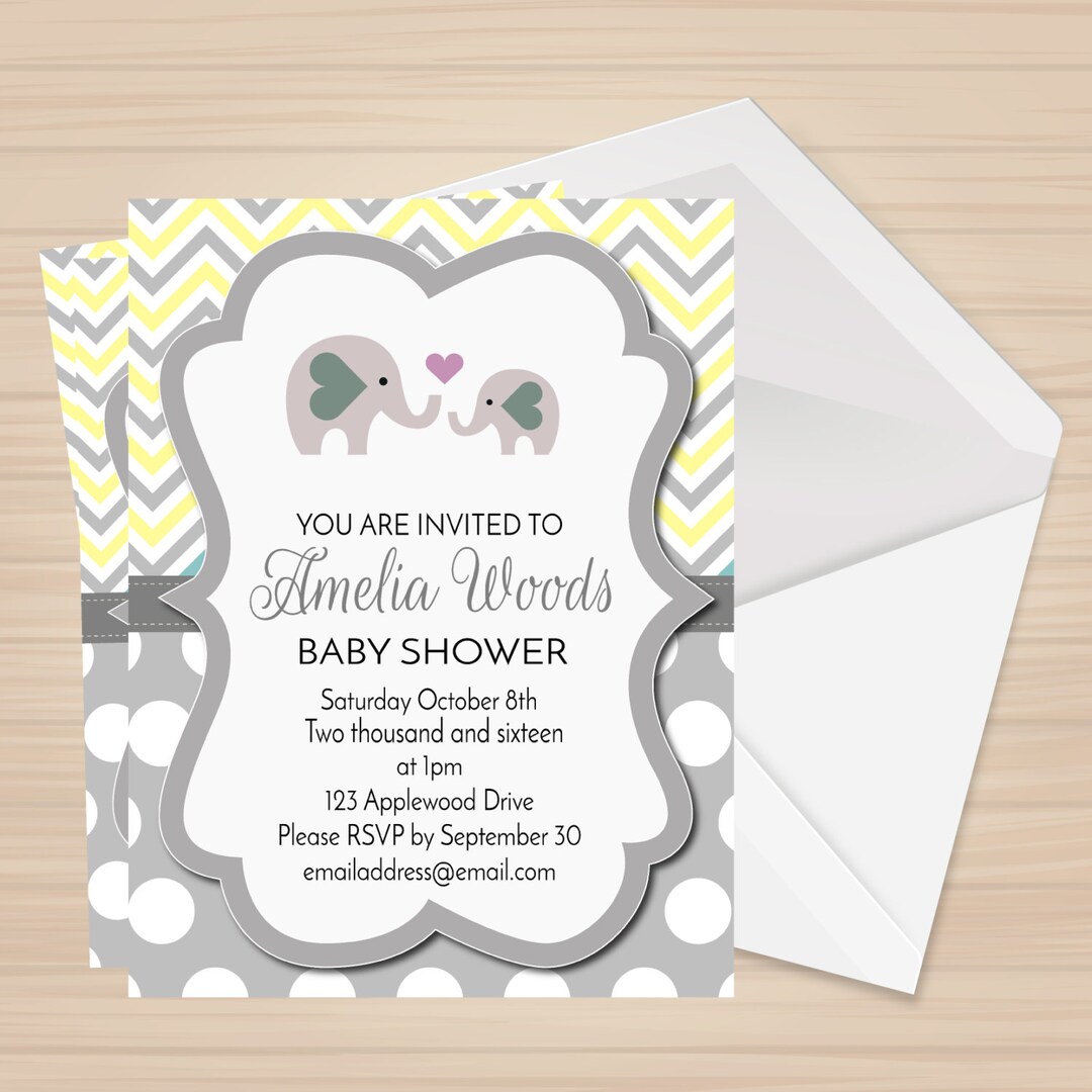Baby Shower Invitation, Gender Neutral Baby Shower Invite, Chevron ...