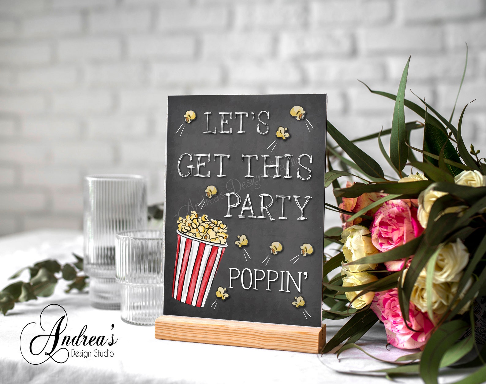 Let's Get This Party Poppin', Popcorn Bar Sign, Wedding Decor, Party ...