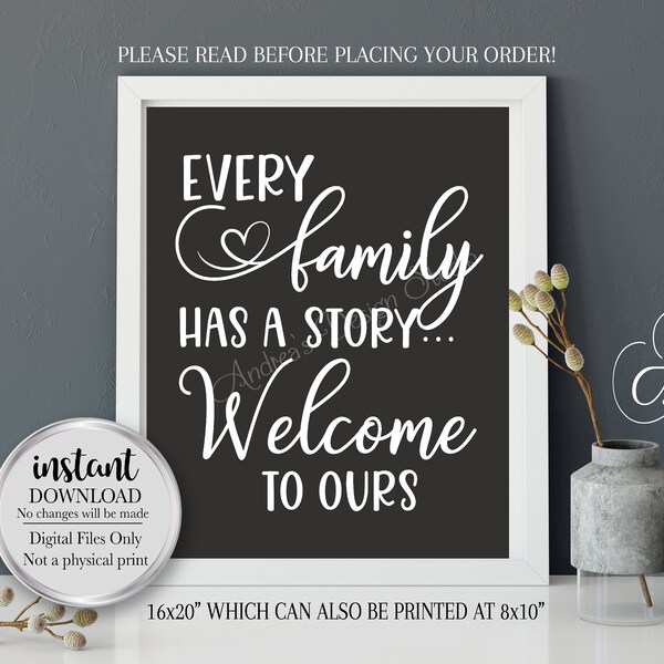 Every Family Has a Story Welcome to Ours - Etsy
