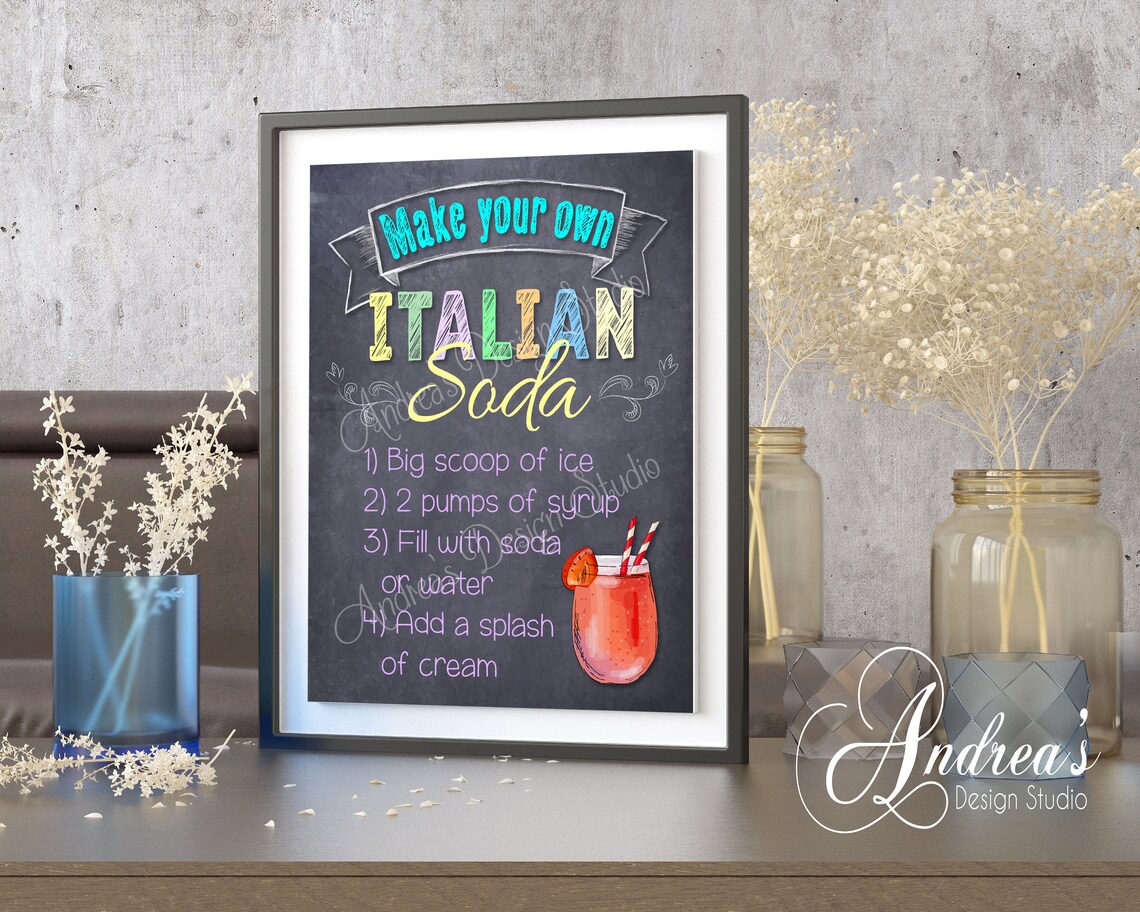 Italian Soda Bar Sign, Make Your Own, Beverage Sign, Party Decor ...