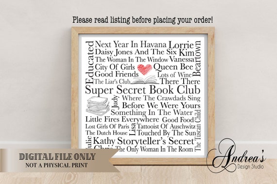 Book Club Word Art Book Club Gift Ideas Gifts for Her Gifts - Etsy