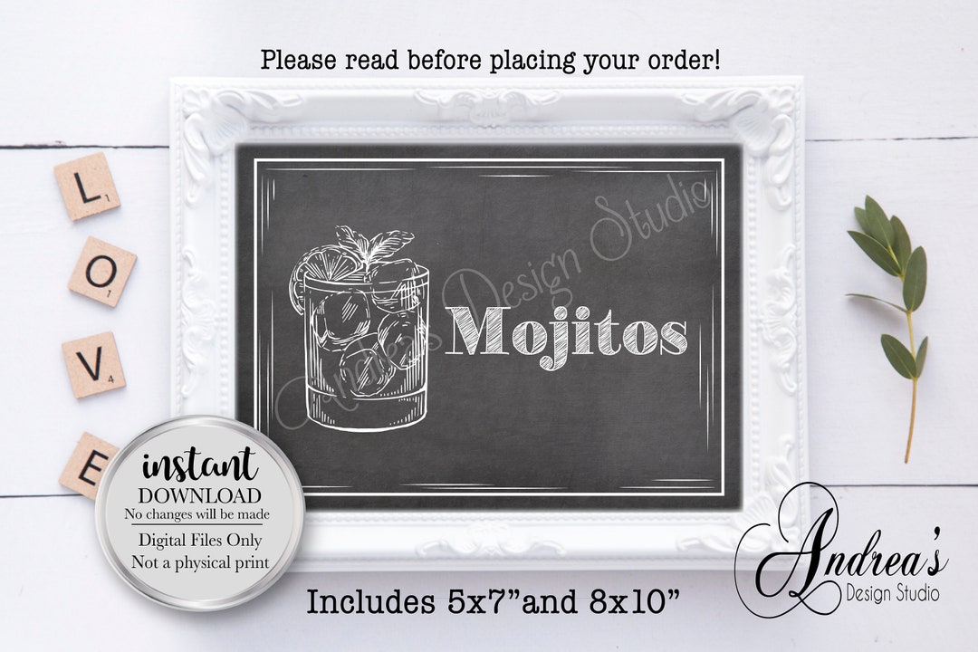 Mojito Bar Sign Mojito Sign Party Decor Table Sign - Etsy