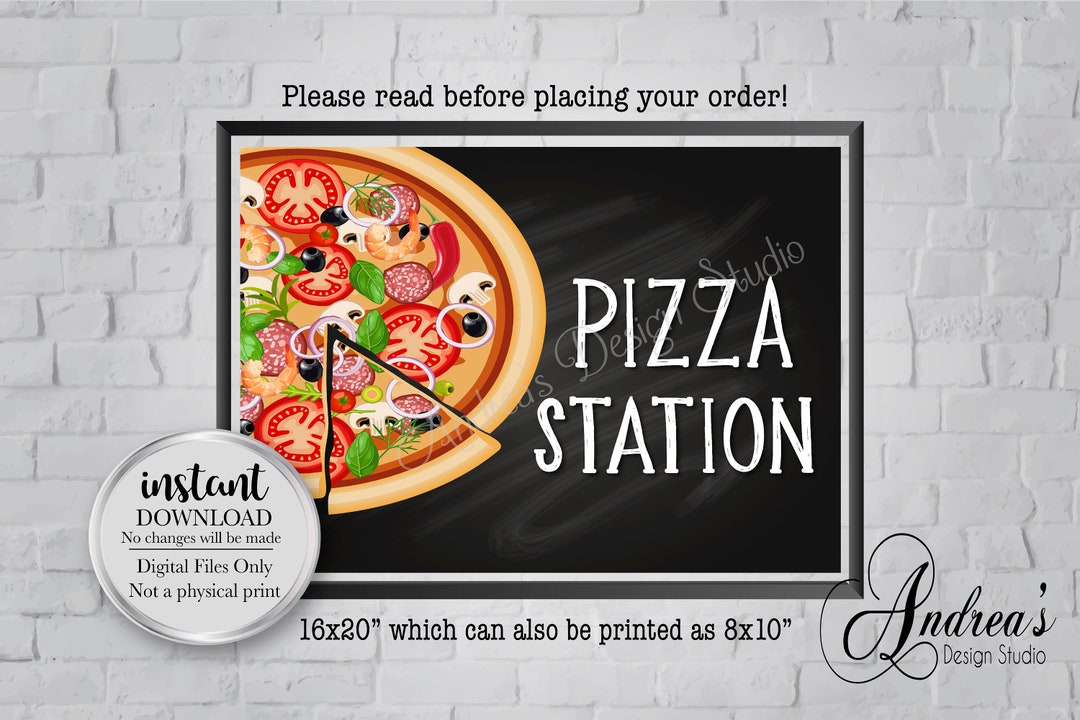 Pizza Station Sign, Party Table Decor, Party Table Sign, Food Table ...