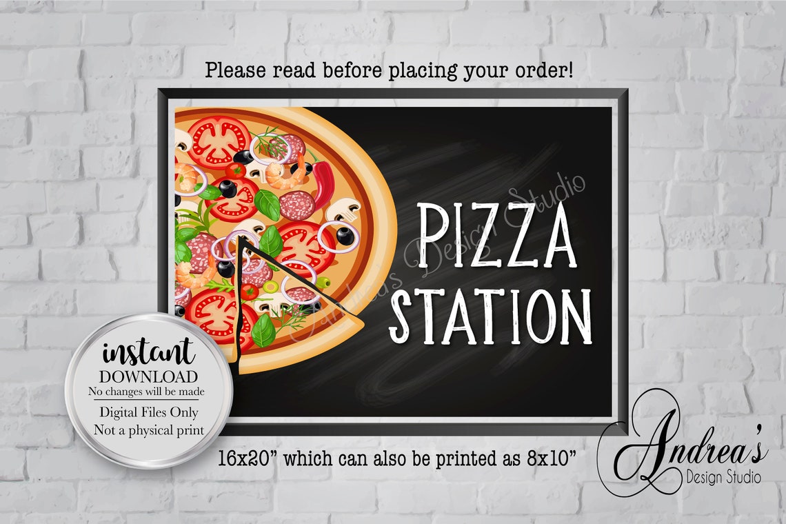 Pizza Station Sign Party Table Decor Party Table Sign Food - Etsy
