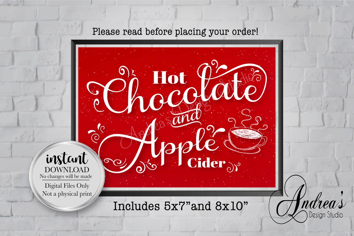 Hot Chocolate and Apple Cider Sign Wedding Printables Winter | Etsy