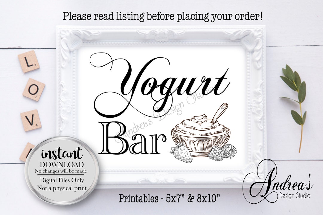 Yogurt Bar Sign, Party Table Sign, Party Decor, Party Signs, Food Table ...