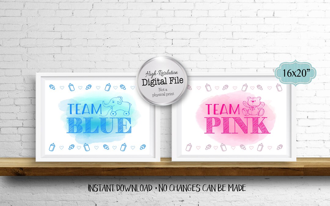 Team Pink and Team Blue Signs, Gender Reveal Signs, Gender Reveal Team ...