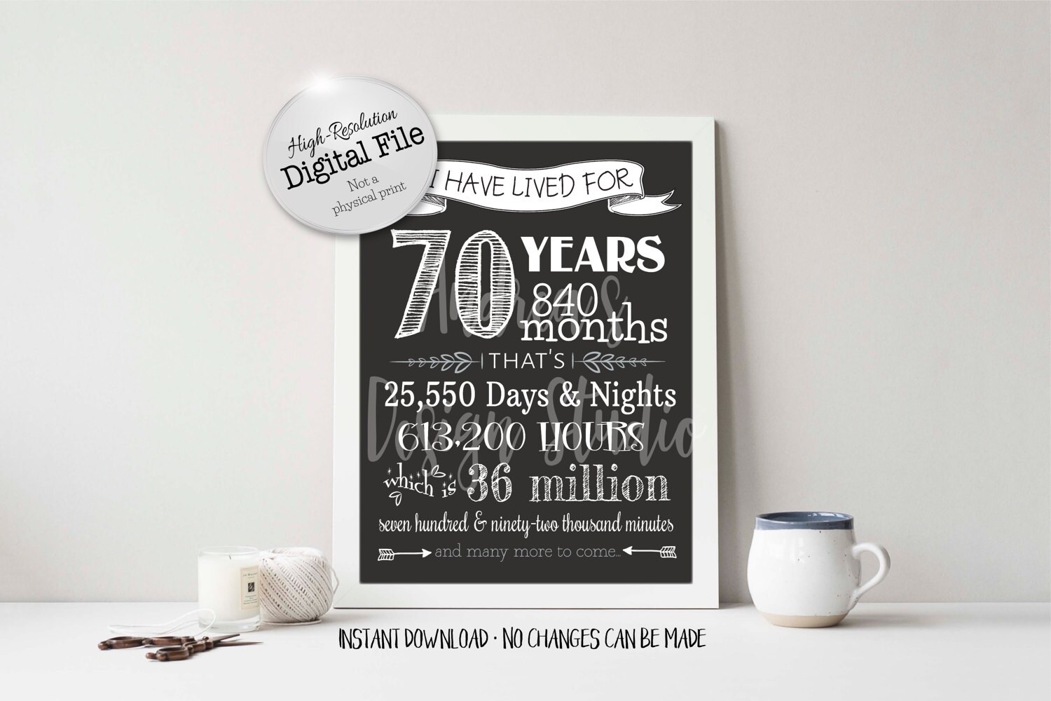 I Have Lived For 70 Years Countdown Poster 70th Birthday | Etsy