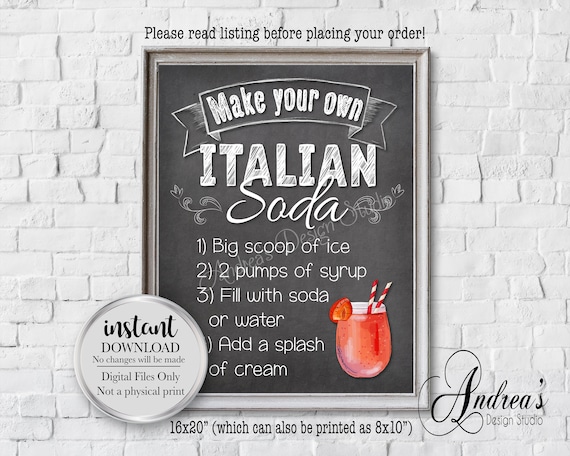 Italian Soda Bar Sign Make Your Own Beverage Sign Party | Etsy