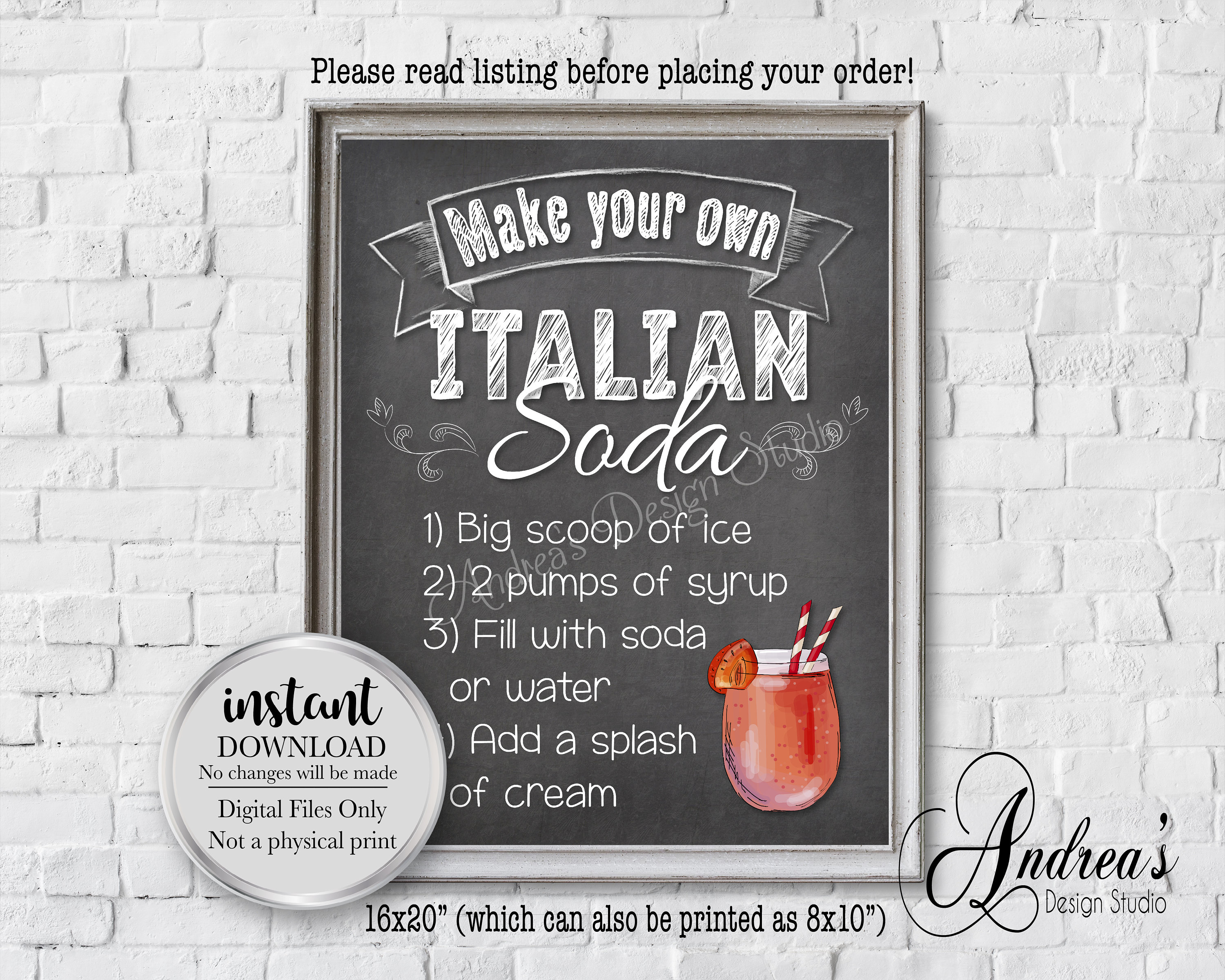 Italian Soda Bar Sign Make Your Own Beverage Sign Party | Etsy