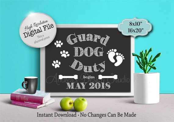 Guard Dog Duty Baby Announcement Sign May 2018 Photo Prop | Etsy