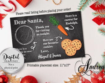 Santa Placemat, Milk, Cookies and Carrots Printable - Etsy