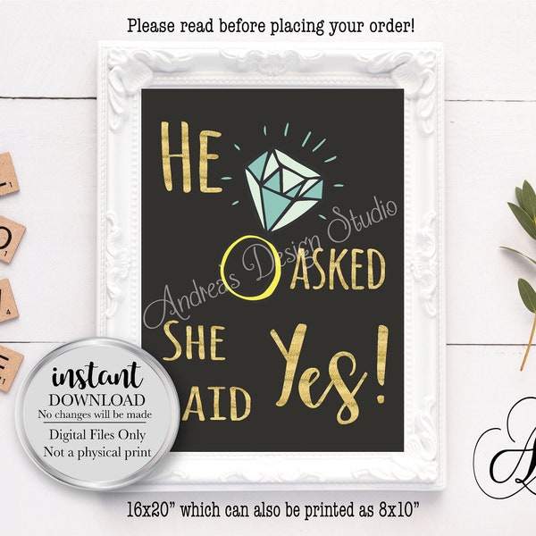He Asked and She Said Yes Printable for Frame - Etsy