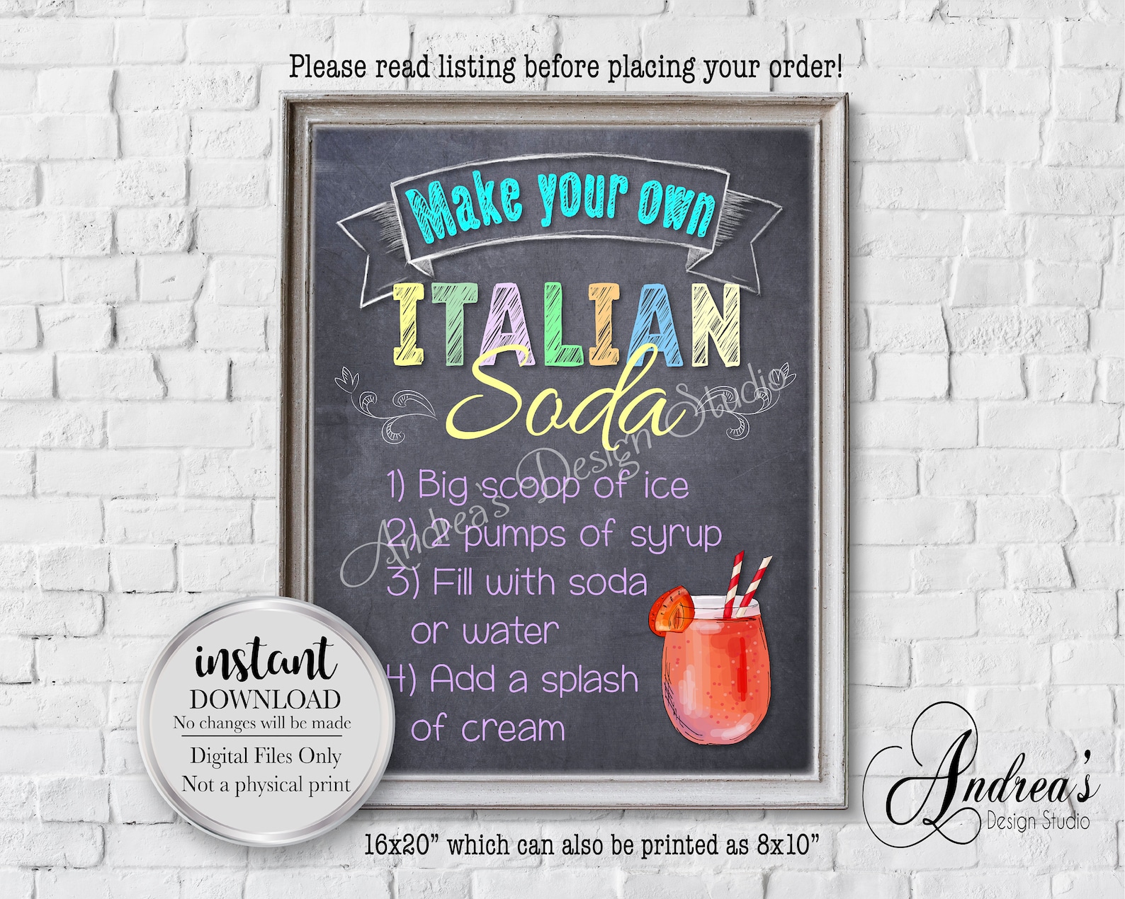Italian Soda Bar Sign Make Your Own Beverage Sign Party | Etsy