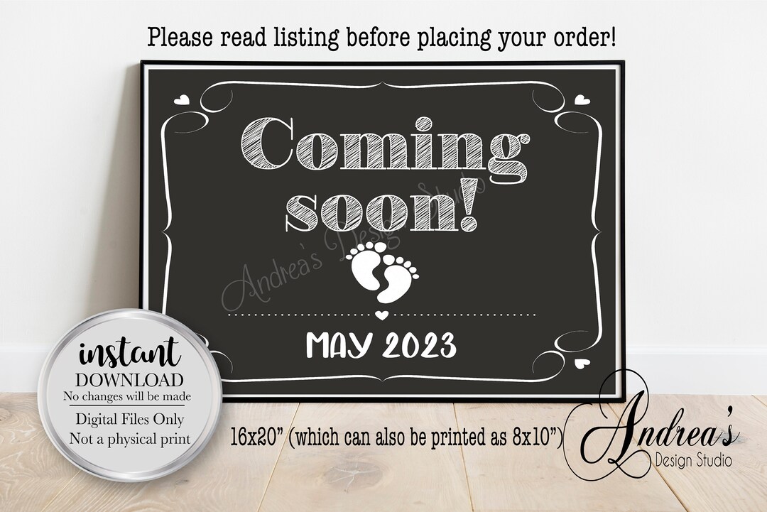 Coming Soon Baby Sign New Baby Announcement Pregnancy - Etsy