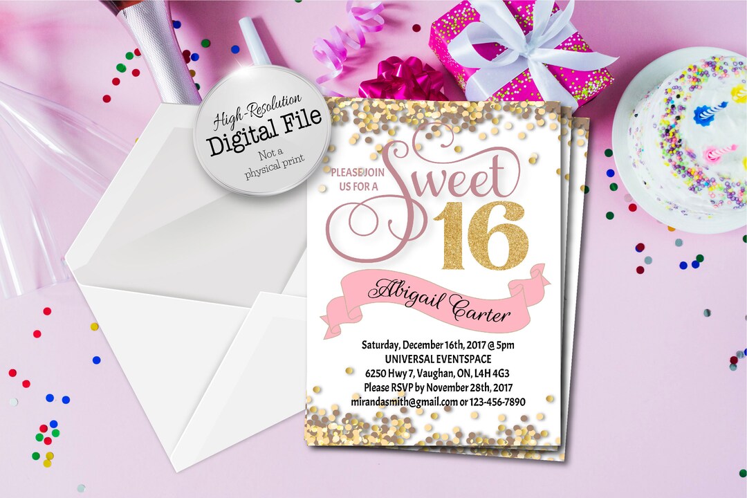 Sweet 16, Birthday Invitation, Custom Birthday Invitation, , Sweet 16 ...