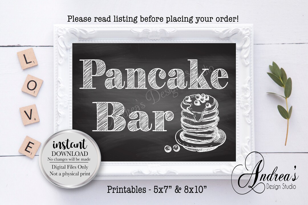 Pancake Bar Sign, Pancake Sign, Wedding Decor, Party Decor, Party Table ...