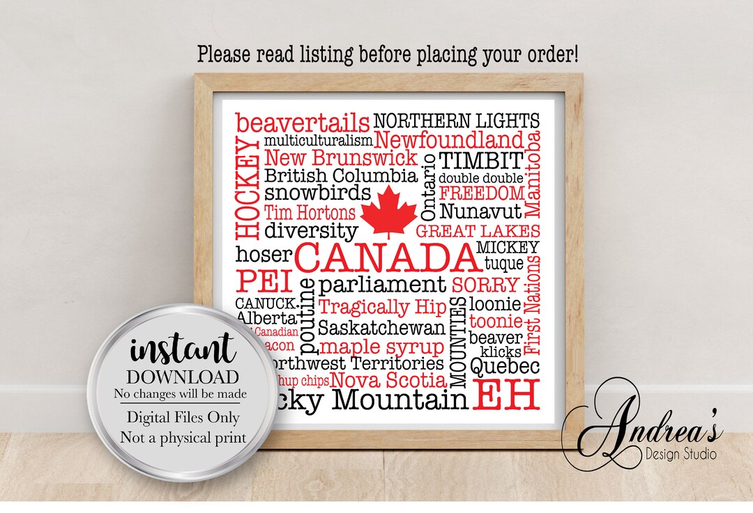 Canada Word Art, All About Canada, Wall Art Decor, Things About Canada ...