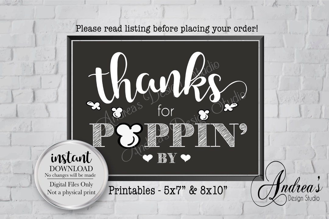 Thanks for Poppin' By, Popcorn Favour Sign, Party Decor Sign, Wedding ...