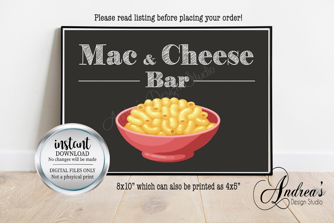 Mac and Cheese Bar Sign, Party Event Sign, Printable Art, DIY Party ...
