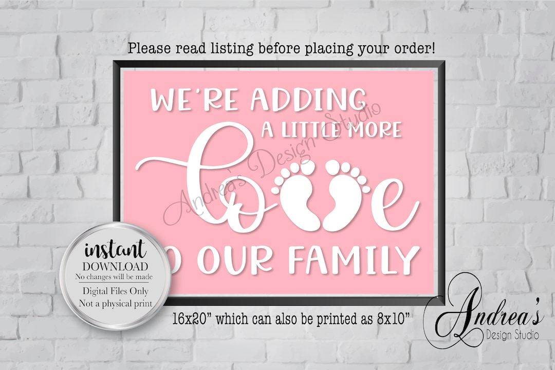 We're Adding More Love to Our Family Baby Announcement - Etsy