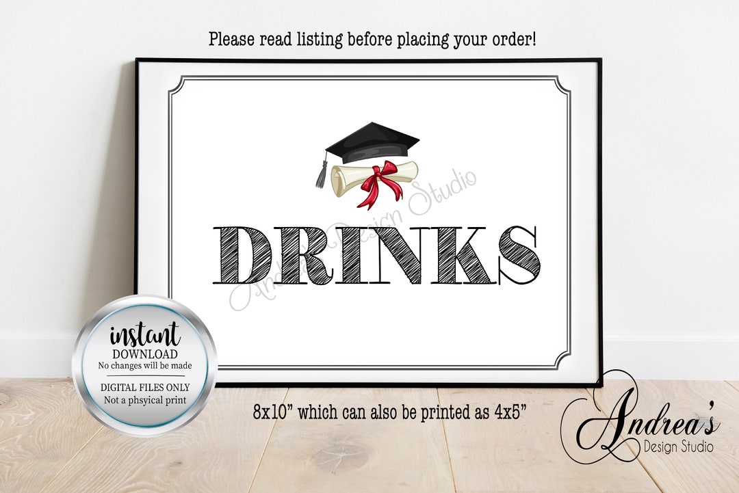 Graduation Drink Table Sign, Graduation Decor, Graduation Celebration ...