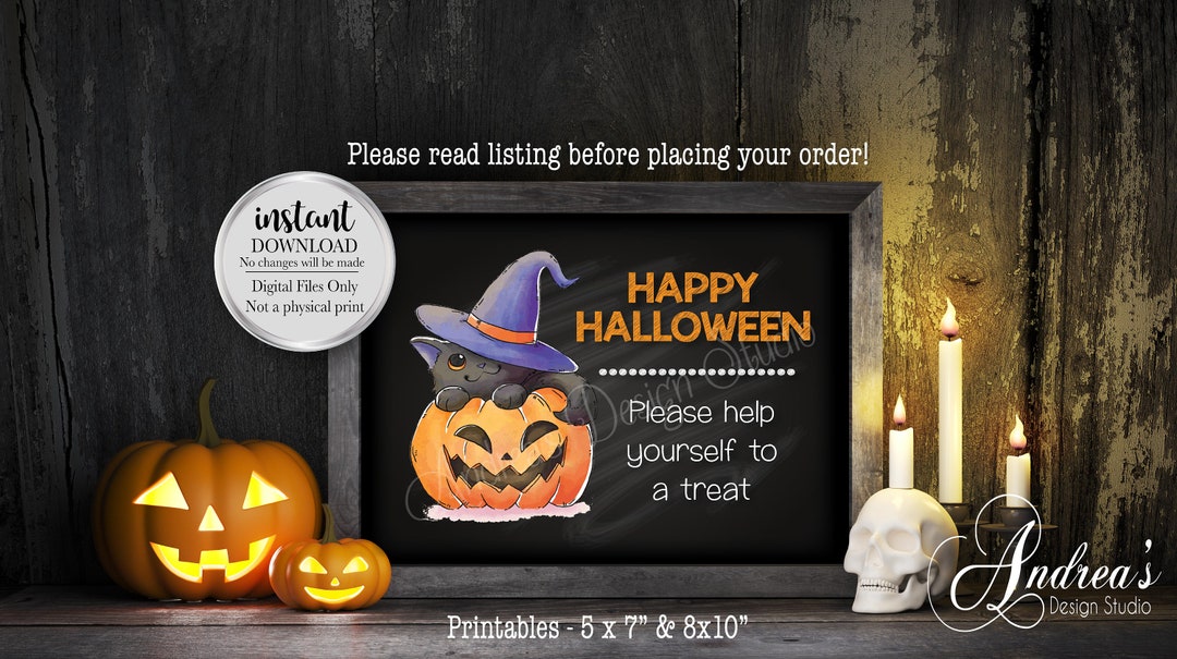 Happy Halloween, Help Yourself to A Treat, Halloween Sign, Halloween ...