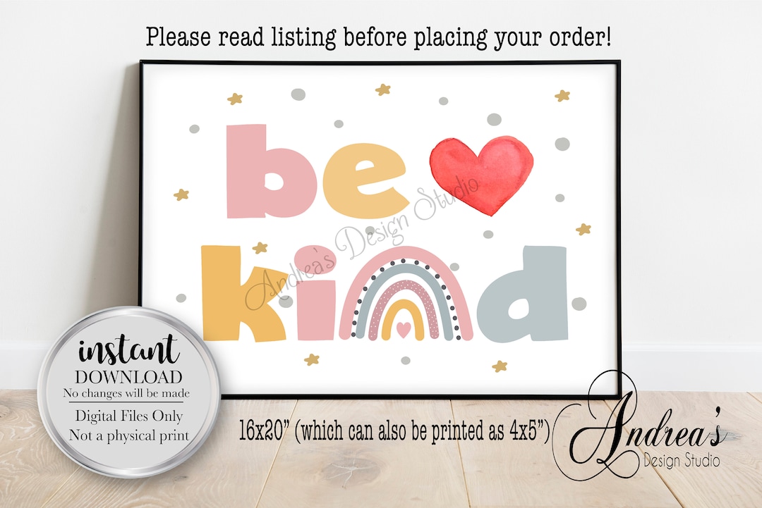 Be Kind Decor Sign, Nursery Decor, Children's Playroom Decor, Classroom ...