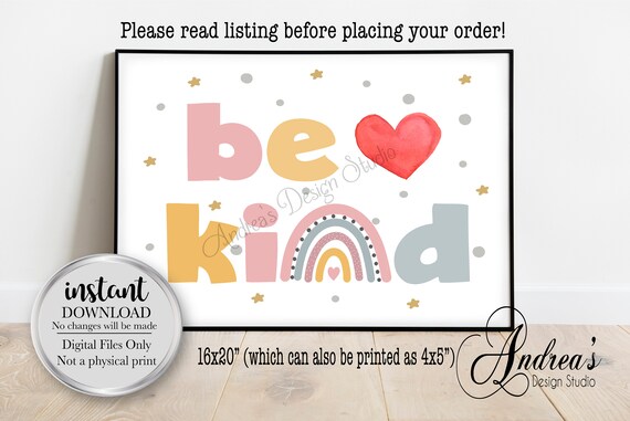 Be Kind Decor Sign Nursery Decor Children's Playroom | Etsy