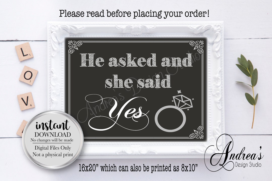 He Asked, She Said Yes, Engagement Announcement Sign, Engagement Party ...