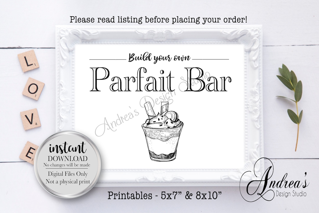 Build Your Own Parfait Bar, Parfait Bar Sign, Food Table Sign, Wedding ...