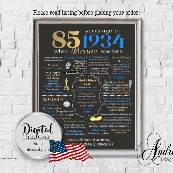 1934 Fun Facts - Etsy