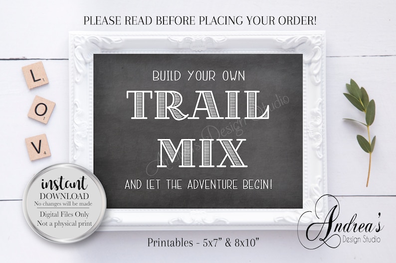 Trail Mix Sign Build Your Own Trail Mix Party Table Decor | Etsy