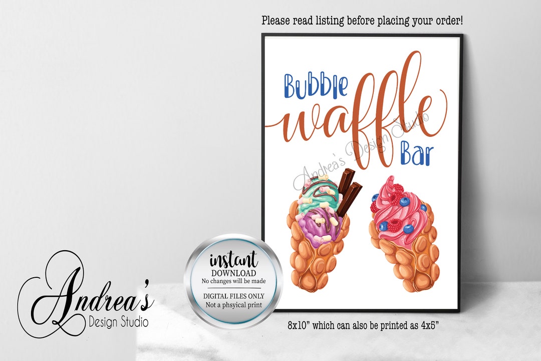 Bubble Waffle Station/bar Sign, Party Waffle Sign, Party Decor, Dessert ...
