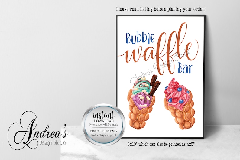 Bubble Waffle Station/bar Sign Party Waffle Sign Party - Etsy