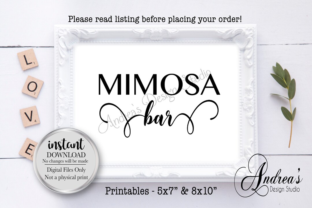 Mimosa Party Bar Sign Bridal Shower Decor Sign Wedding Party - Etsy