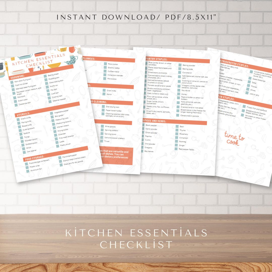 Kitchen Essentials Checklist, Kitchen Equipment Checklist, Must Haves ...