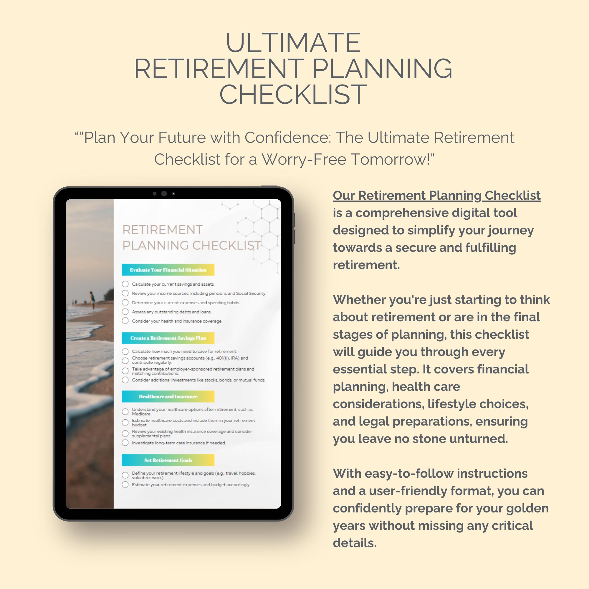 Printable Retirement Checklist / Retirement Planning Checklist ...